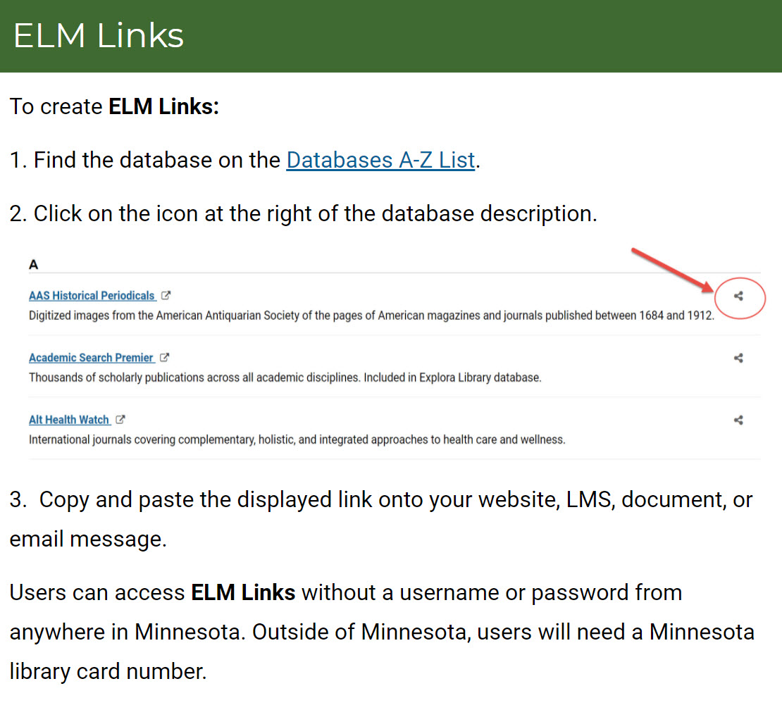 ELM Tips & Tricks: Sharing ELM links | Minitex